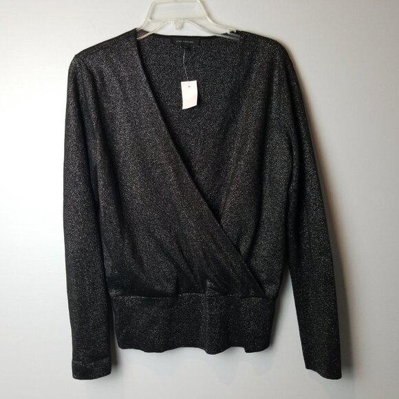 Ann Taylor | Sweaters | Ann Taylor Black Silver Shine Wrap Sweater ...